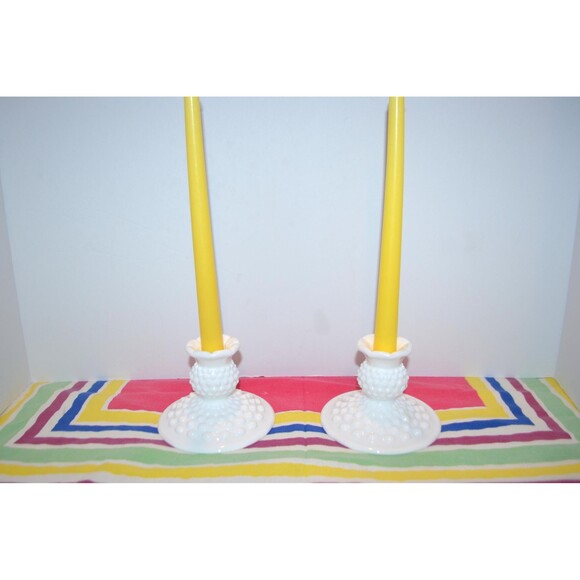Kitchen | Vintage Candlestick Holders White Milk Glass Hobnail | Poshmark